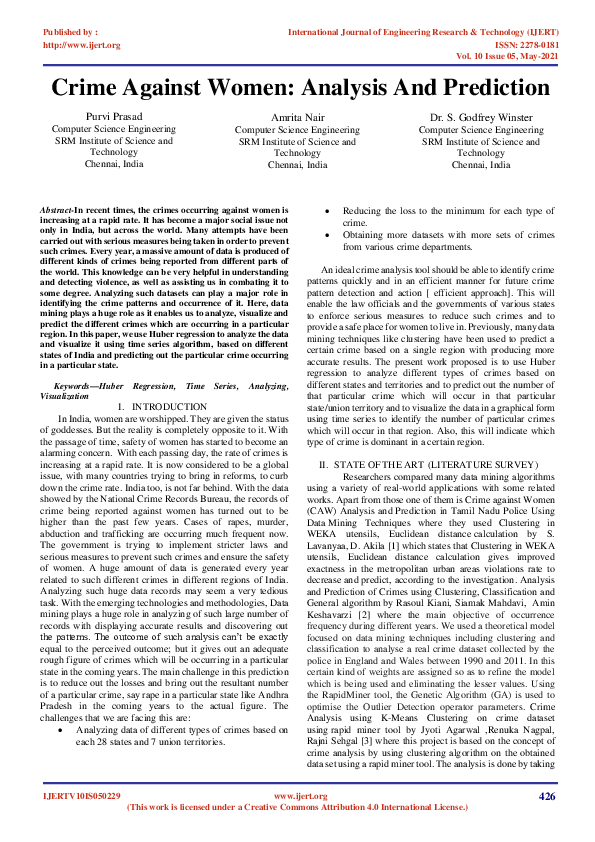 (PDF) Crime Against Women: Analysis And Prediction