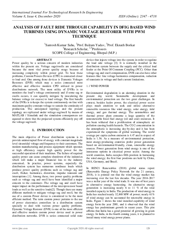 Pdf Analysis Of Fault Ride Through Capability In Dfig Based Wind