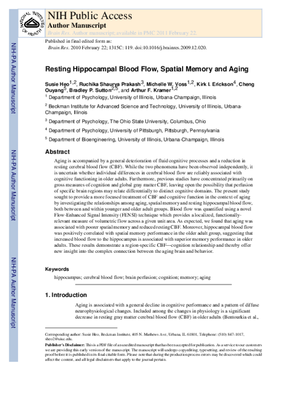 (PDF) Resting hippocampal blood flow, spatial memory and aging
