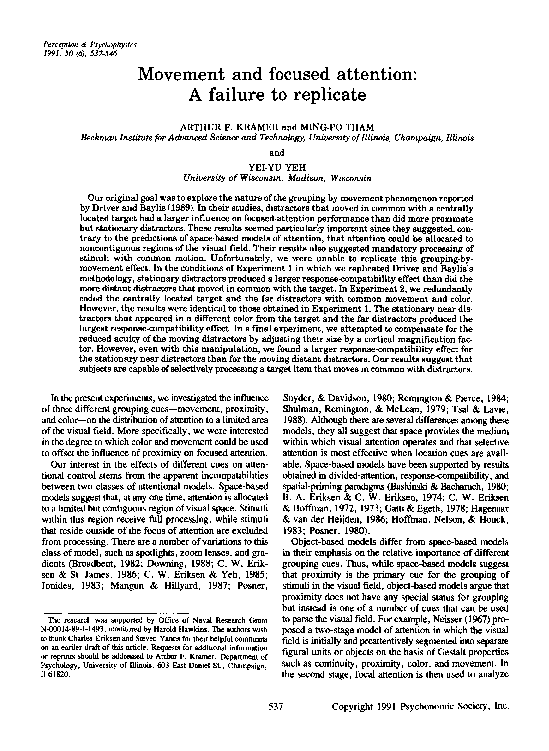 (PDF) Movement and focused attention: A failure to replicate | Arthur ...