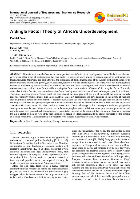 (PDF) Explaining Africa’s Underdevelopment