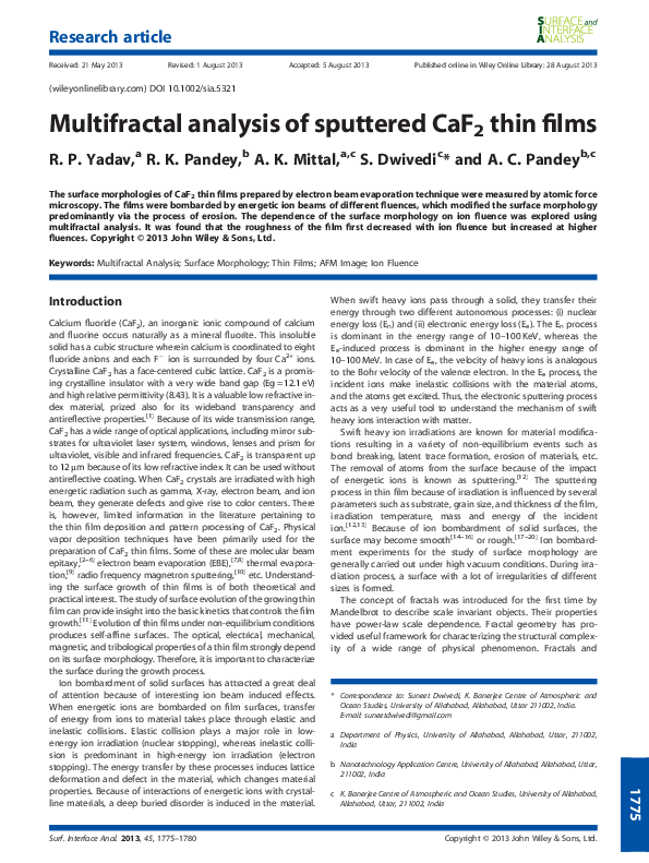 (PDF) Multifractal analysis of sputtered CaF2thin films