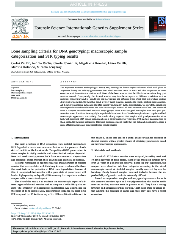 (PDF) Bone Sampling Criteria for Dna Genotyping: Macroscopic Sample ...