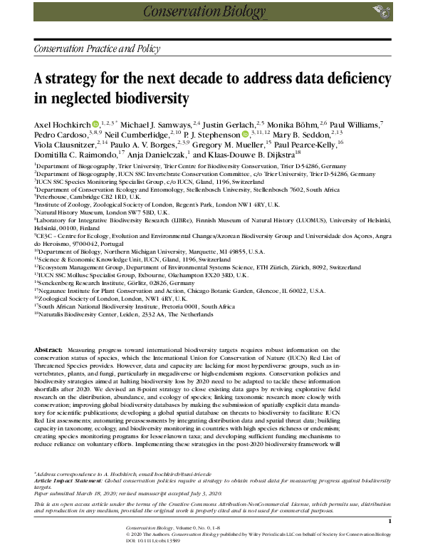 (PDF) A strategy for the next decade to address data deficiency in ...