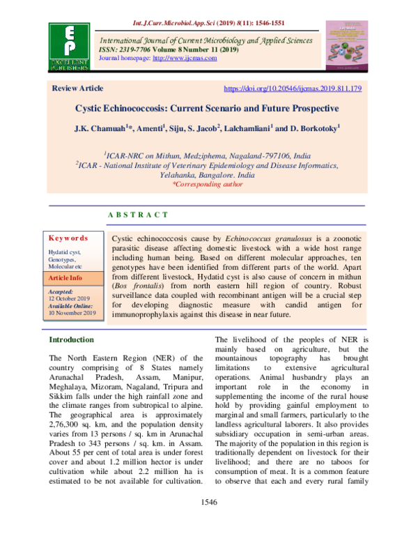 (PDF) Cystic Echinococcosis: Current Scenario and Future Prospective ...