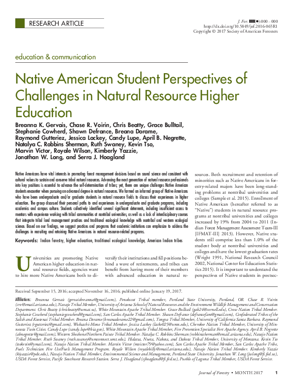(PDF) Native American Student Perspectives of Challenges in Natural ...