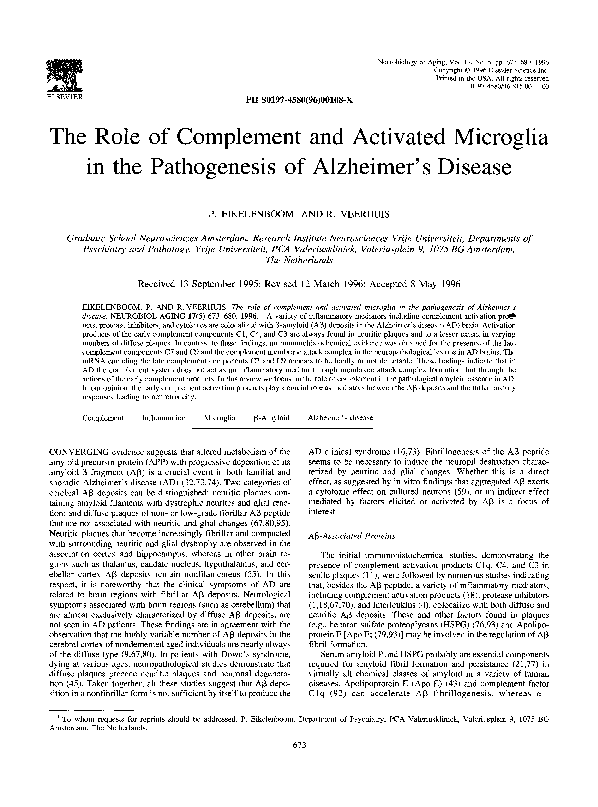 (PDF) The Role of Complement and Activated Microglia in the Pathogenesis of Alzheimer's Disease ...