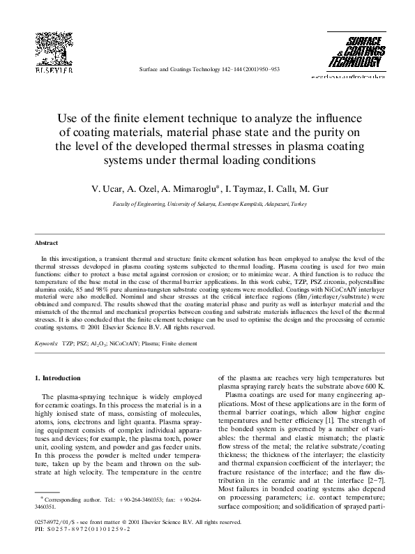 (PDF) Use of the finite element technique to analyze the influence of coating materials ...