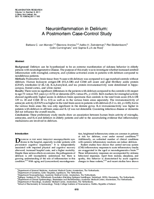 (PDF) Neuroinflammation in Delirium: A Postmortem Case-Control Study
