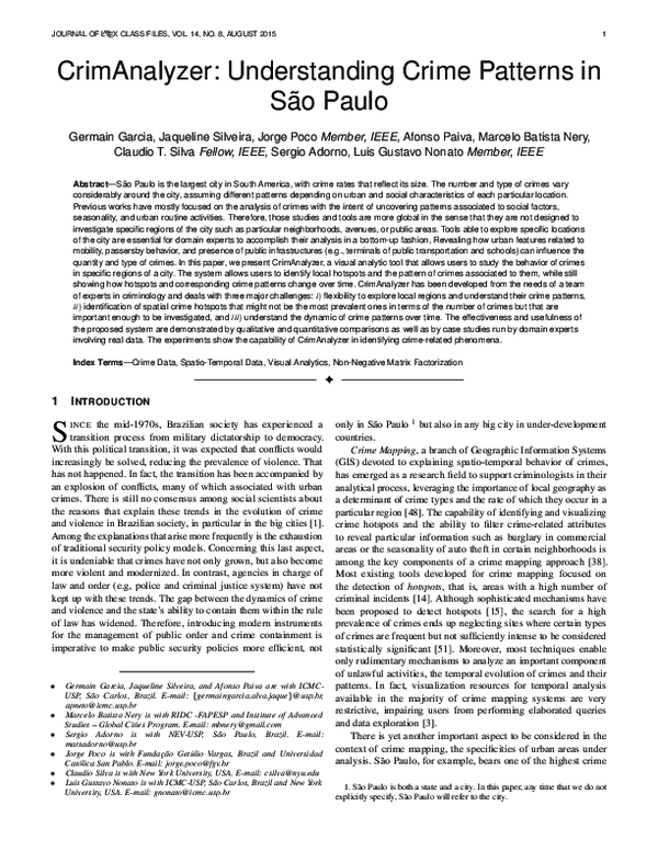 (PDF) CrimAnalyzer: Understanding Crime Patterns in São Paulo