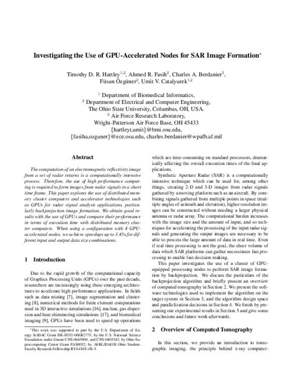 (PDF) Investigating the use of GPU-accelerated nodes for SAR image ...