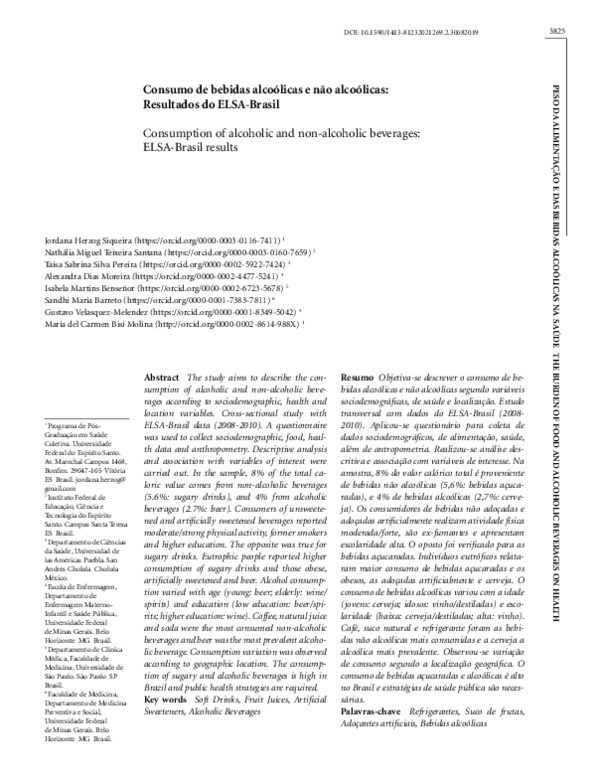 (PDF) Consumo de bebidas alcoólicas e não alcoólicas: Resultados do ...