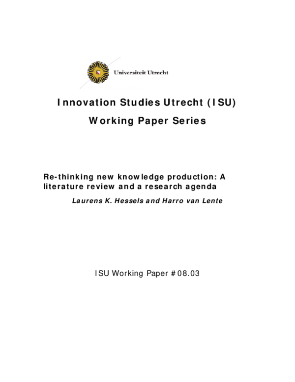(PDF) Re-thinking new knowledge production: A literature review and a ...