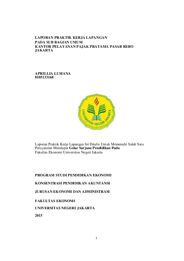 (PDF) Laporan Praktik Kerja Lapangan Pada Sub Bagian Umum Kantor Pelayanan Pajak Pratama Pasar ...