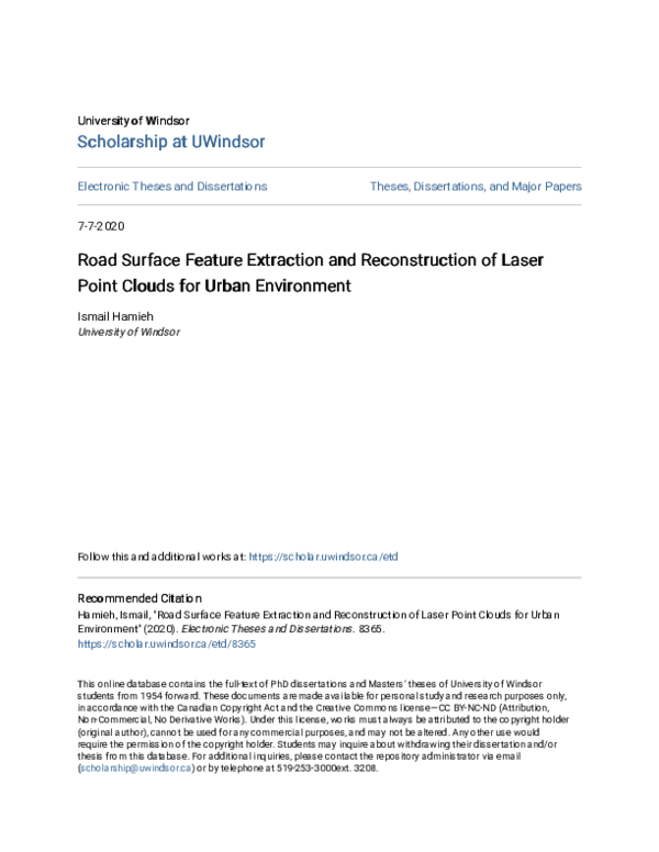 (PDF) Road Surface Feature Extraction and Reconstruction of Laser Point Clouds for Urban Environment