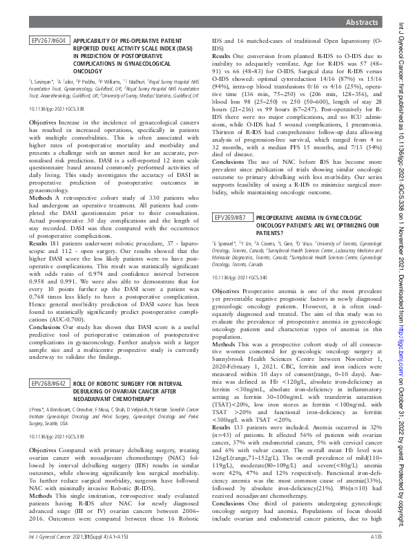 (PDF) EPV267/#604 Applicability of pre-operative patient reported duke ...