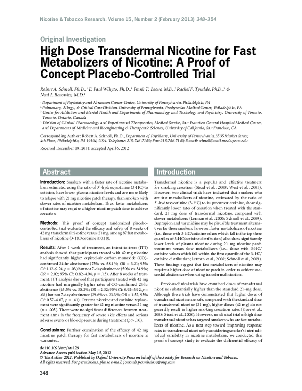 (PDF) High Dose Transdermal Nicotine for Fast Metabolizers: A Trial