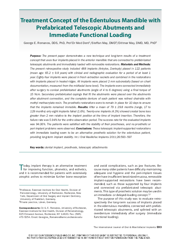 (PDF) Treatment concept of the edentulous mandible with prefabricated ...