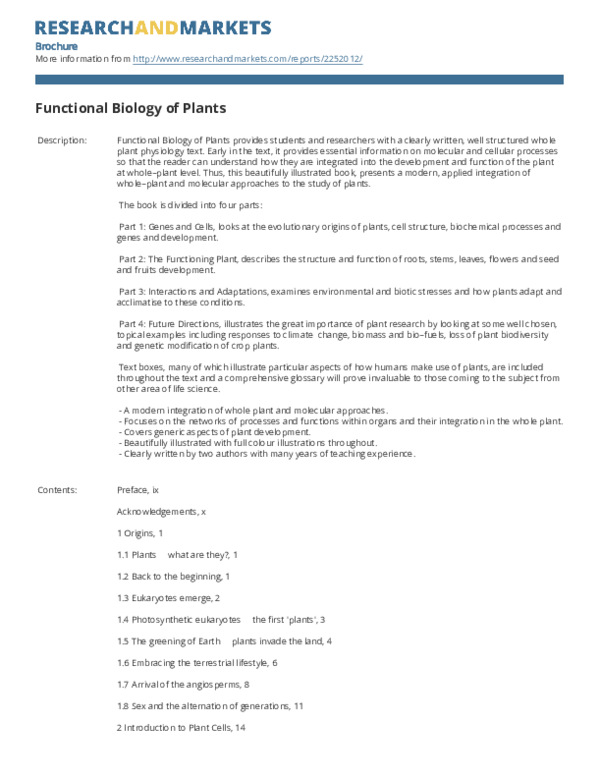 (PDF) Functional biology of plants