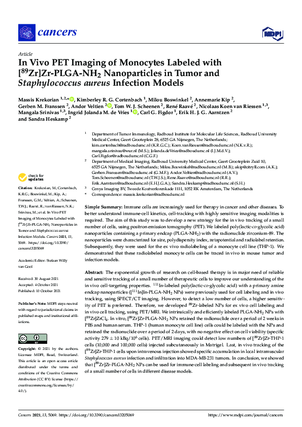 (PDF) In Vivo PET Imaging of Monocytes Labeled with [89Zr]Zr-PLGA-NH2 ...