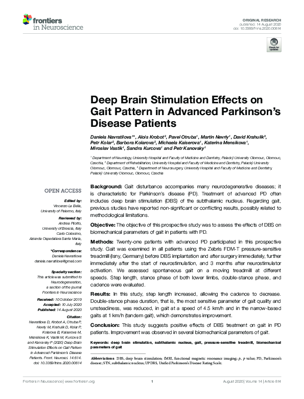 (PDF) Deep Brain Stimulation Effects on Gait Pattern in Advanced ...
