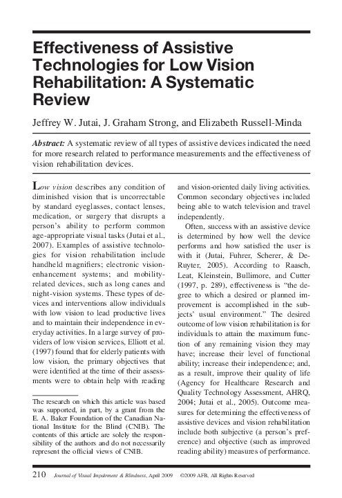 (PDF) Effectiveness of Assistive Technologies for Low Vision ...