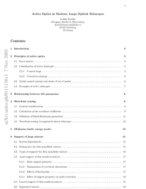 (PDF) Active optics in modern large optical telescopes