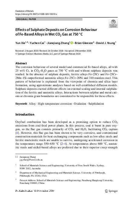 (PDF) Effects of Sulphate Deposits on Corrosion Behaviour of Fe-Based ...