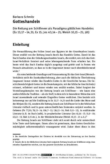 (PDF) Gotteshandeln. Die Rettung am Schilfmeer als Paradigma göttlichen ...