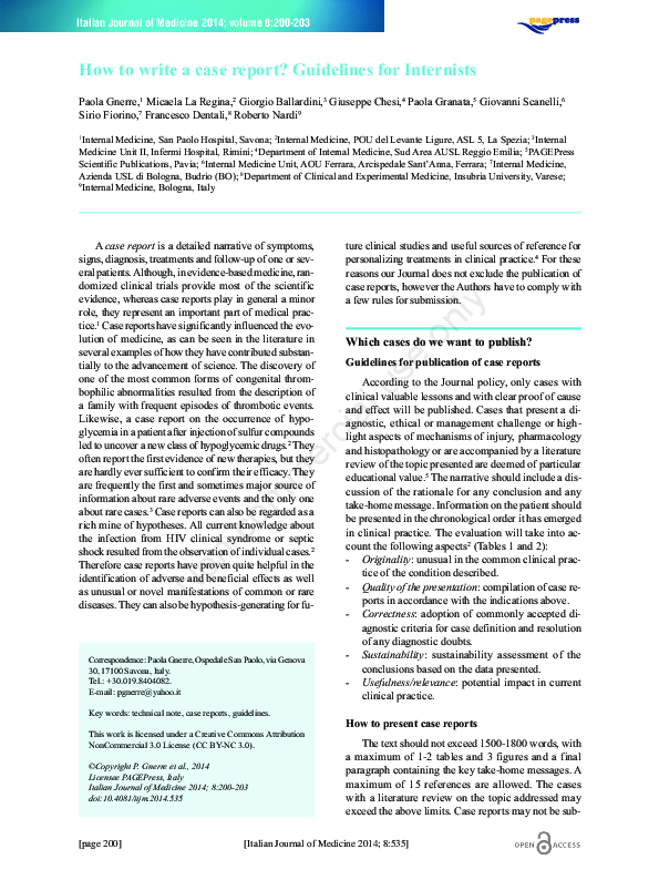 (PDF) How to write a case report? Guidelines for Internists