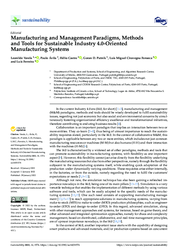 (PDF) Manufacturing and Management Paradigms, Methods and Tools for Sustainable Industry 4.0 ...