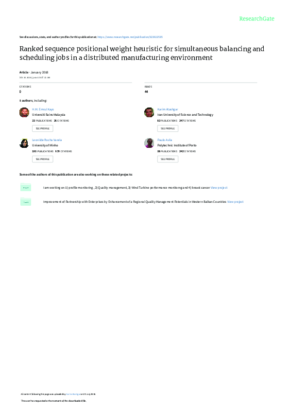 (PDF) Ranked sequence positional weight heuristic for simultaneous ...
