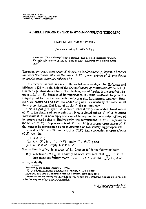 (PDF) A Direct Proof of the Hofmann-Mislove Theorem