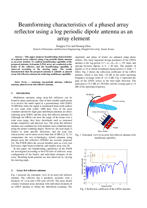 (PDF) Beamforming characteristics of a phased array reflector using a log periodic dipole ...