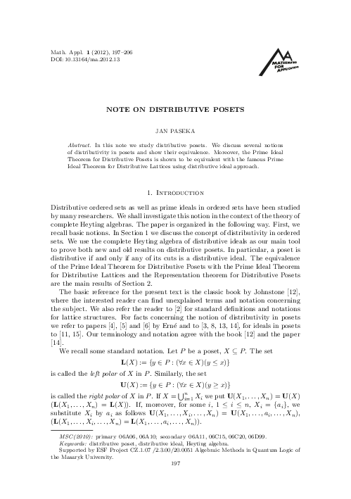 (PDF) Note on distributive posets