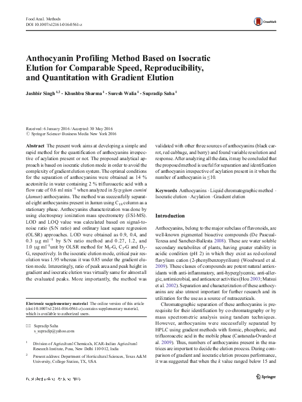 (PDF) Anthocyanin Profiling Method Based on Isocratic Elution for Comparable Speed ...