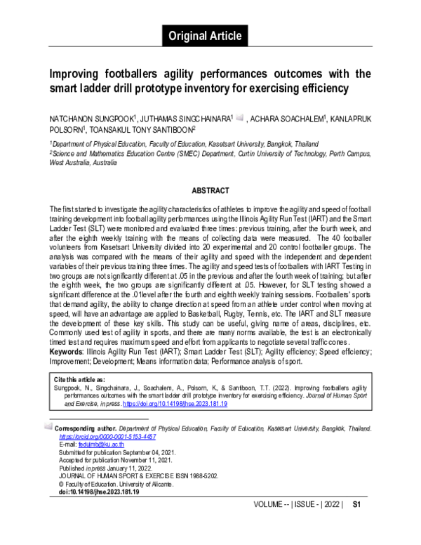 (PDF) Improving footballers agility performances outcomes with the ... (PDF) Improving footballers agility performances outcomes with the ...