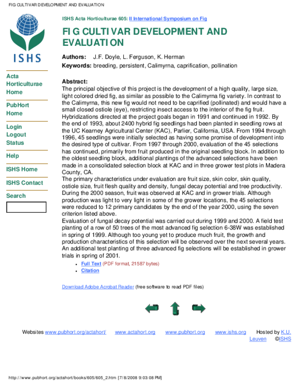 (PDF) Fig Cultivar Development and Evaluation