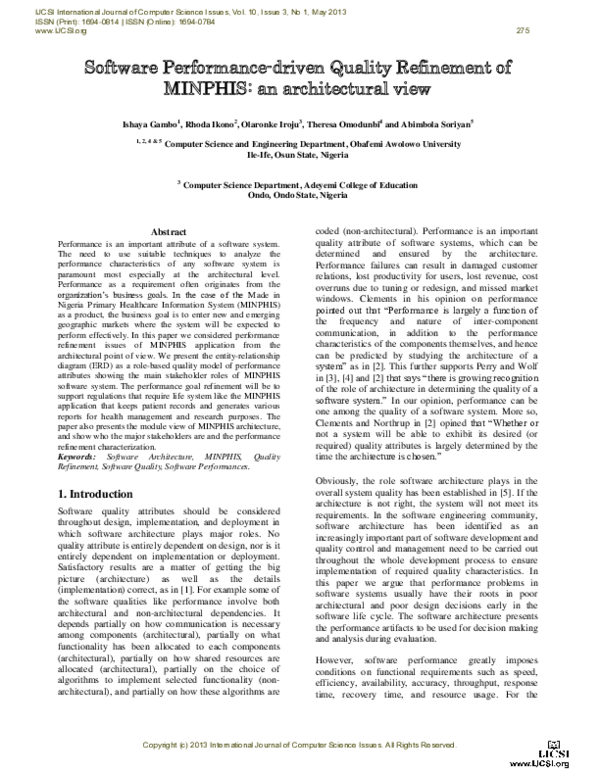 (PDF) Software Performance-driven Quality Refinement of MINPHIS: an ...
