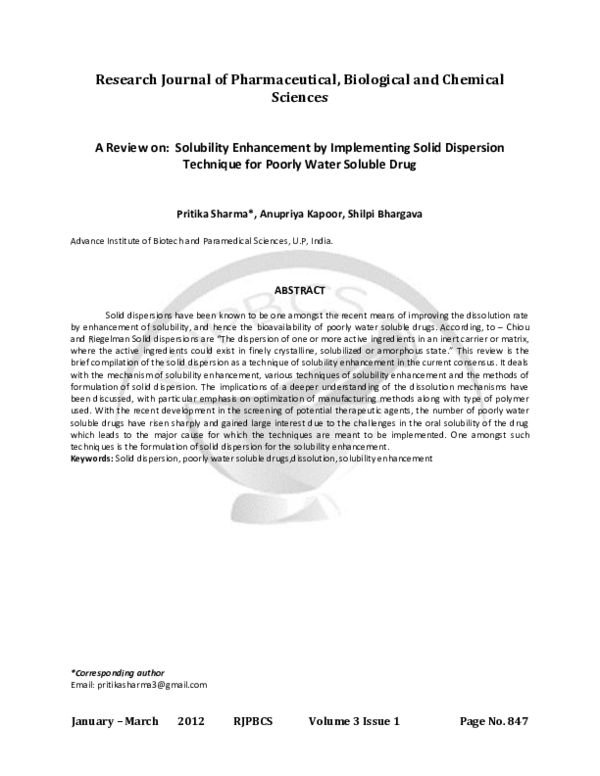 (PDF) A Review on: Solubility Enhancement by Implementing Solid ...
