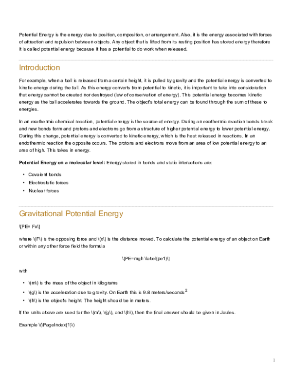(PDF) What is potential energy?