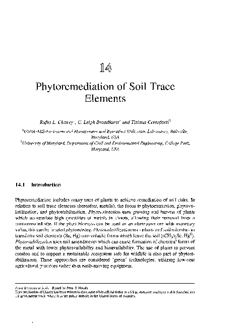 (PDF) Phytoremediation of Soil Trace Elements