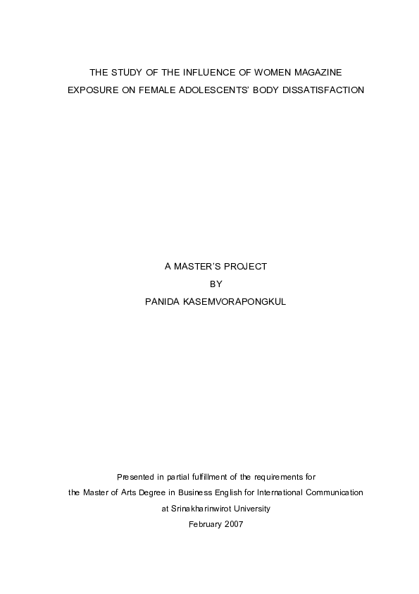 (PDF) The Study of the Influence of Women Magazine Exposure on Female ...