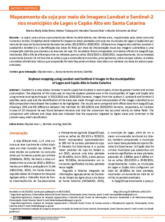 (PDF) Mapeamento da soja por meio de imagens Landsat e Sentinel-2 nos ...