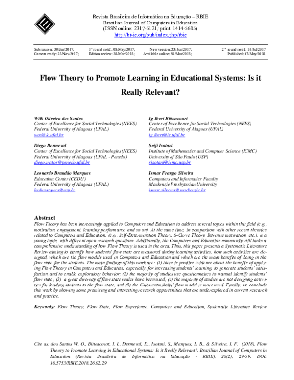 (PDF) Flow Theory to Promote Learning in Educational Systems: Is it ...