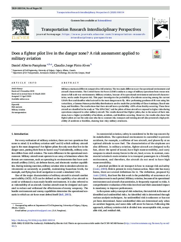 (PDF) Does a fighter pilot live in the danger zone? A risk assessment ...