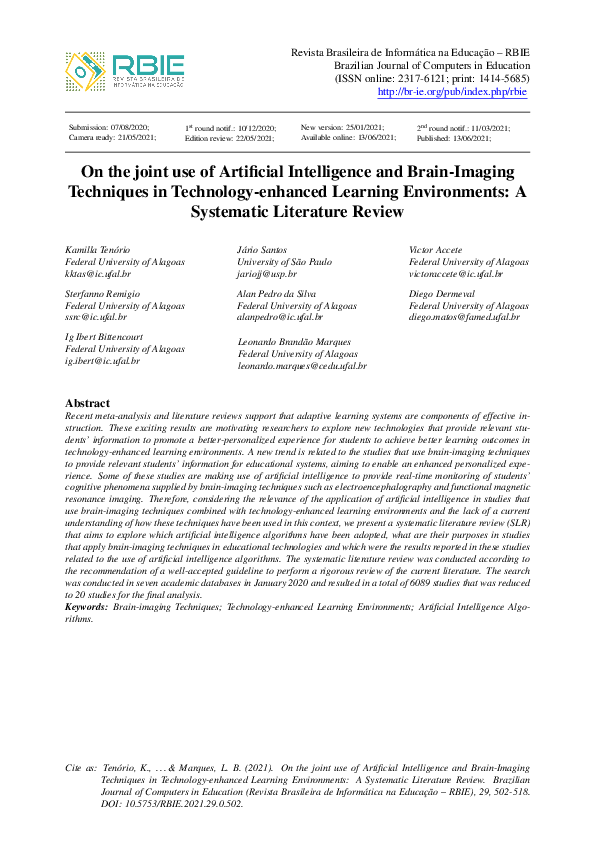 (PDF) On the joint use of Artificial Intelligence and Brain-Imaging Techniques in Technology ...
