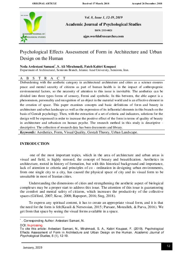 (PDF) Psychological Effects Assessment of Form in Architecture and ...