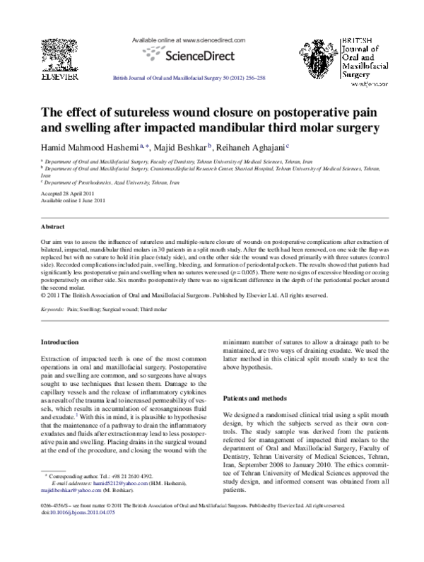 (PDF) The effect of sutureless wound closure on postoperative pain and ...