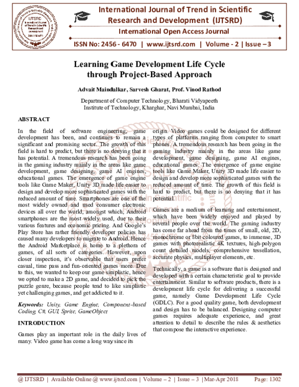 Pdf Learning Game Development Life Cycle Through Project Based Approach